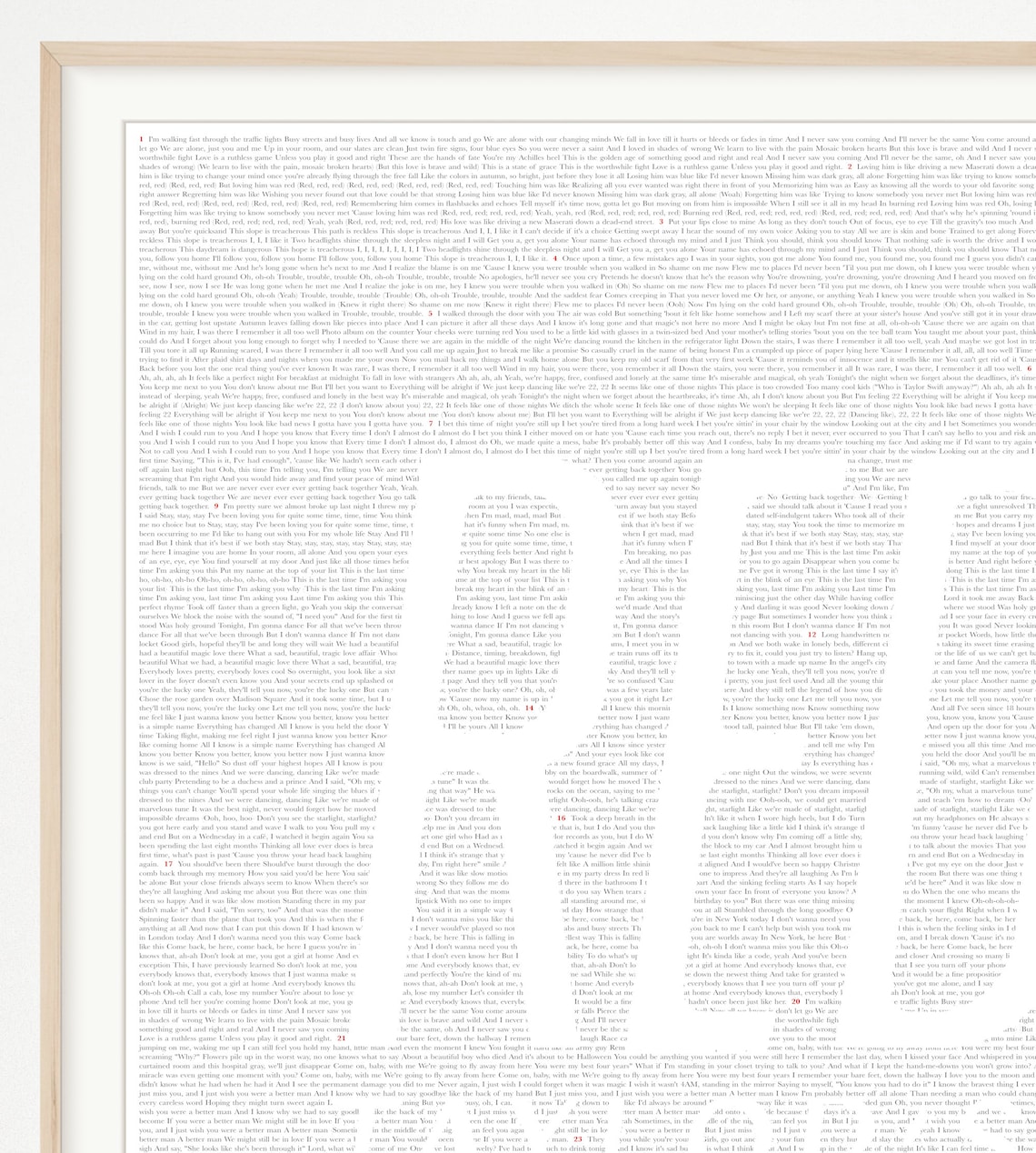 Taylor Swift Song Lyrics Print Red taylor's Version - Etsy