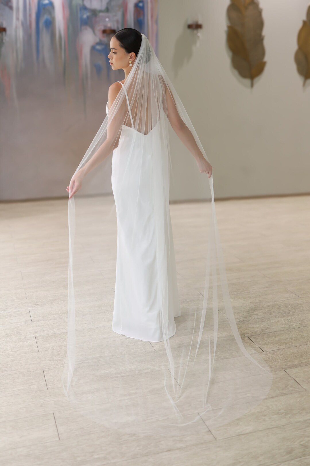 Soft Wedding Veil, One Tier Bridal Veil, Long Plain Wedding Veil ...