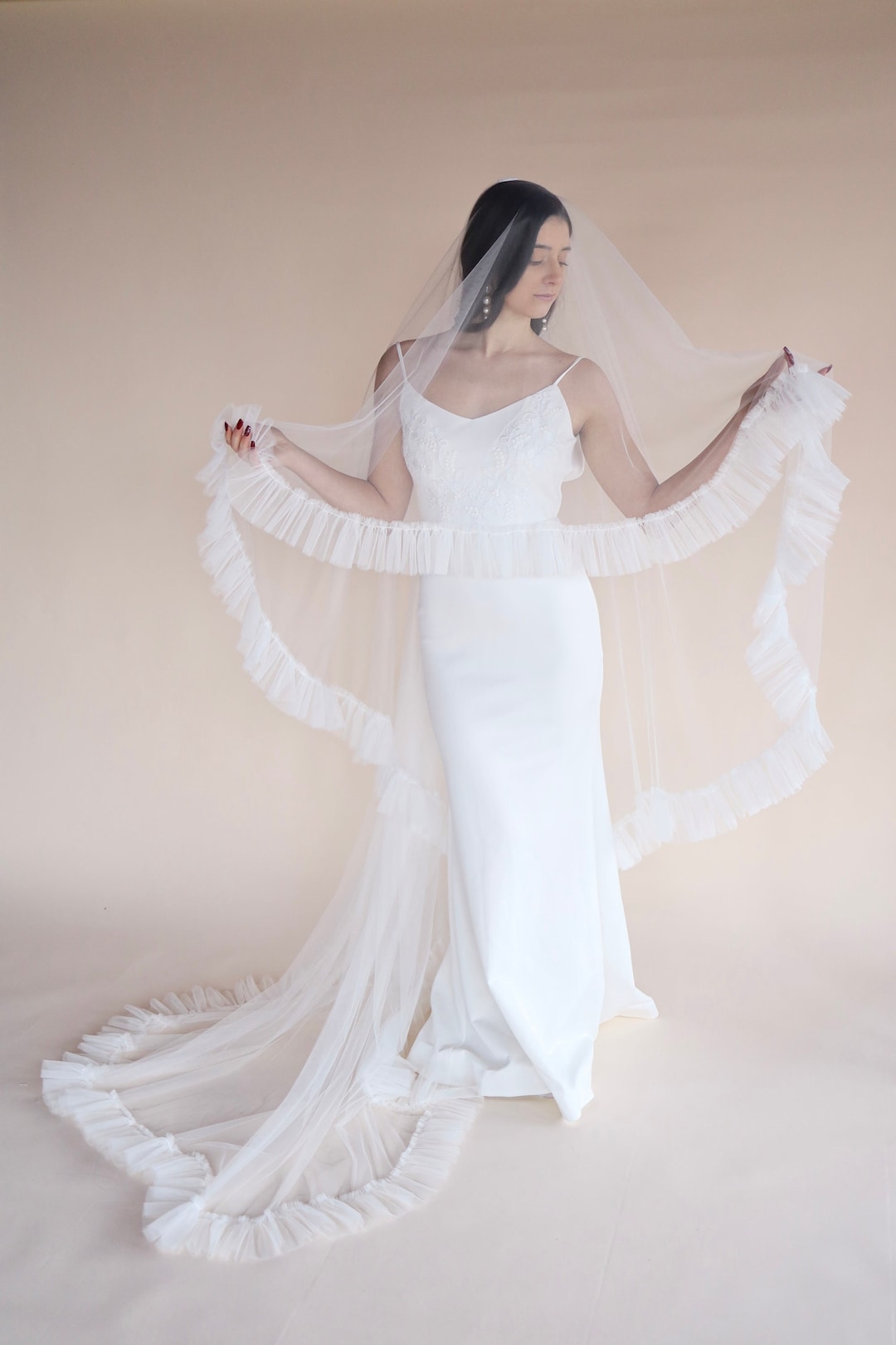Ruffle Veil Ruffled Edge Veil Veil With Ruffles Frill - Etsy