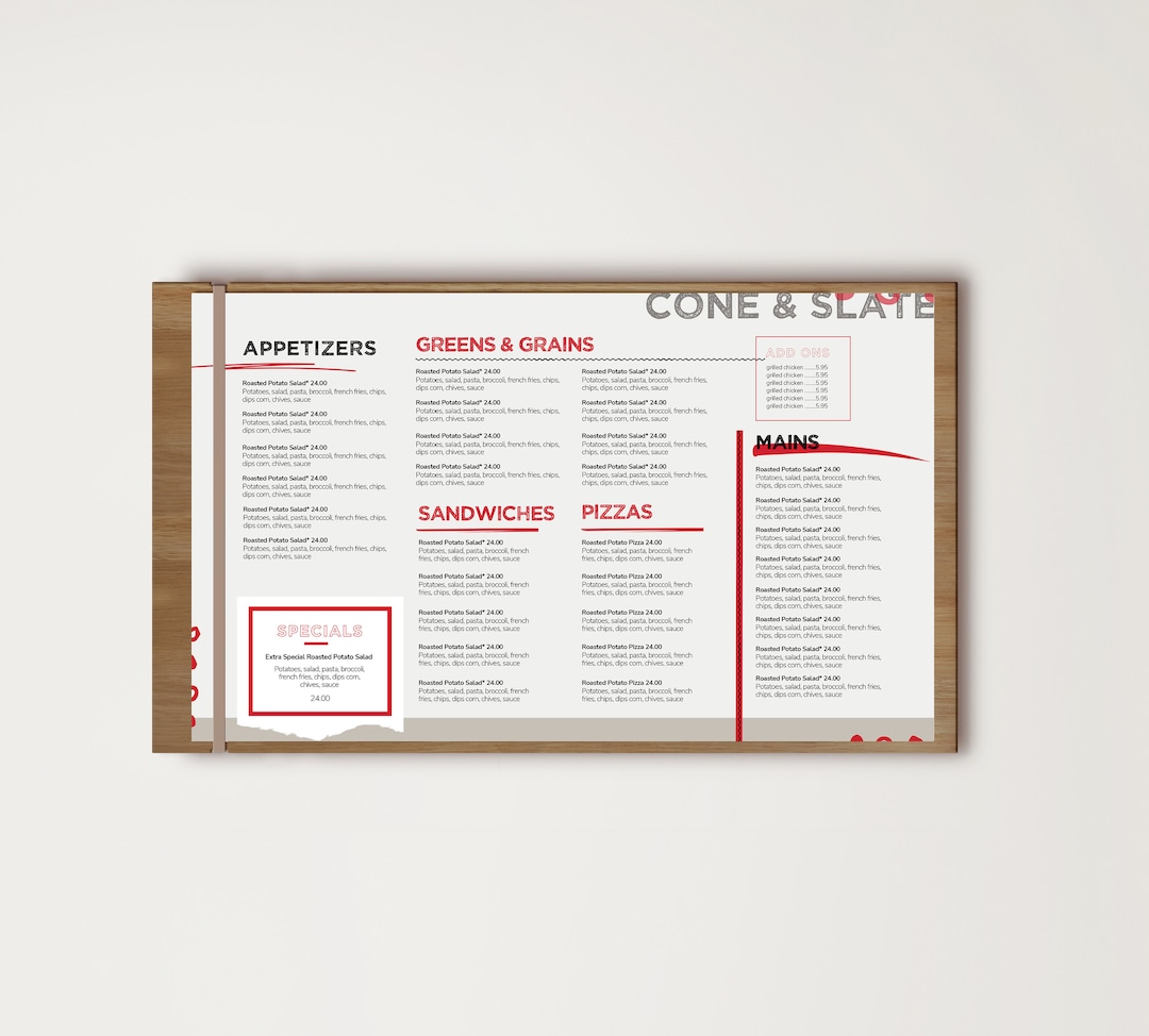 Trendy Restaurant Menu/ DIY Restaurant Menu, Editable Menu Template ...