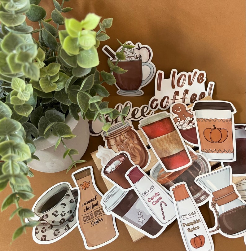 Coffee Themed Vinyl Sticker Packs - Etsy