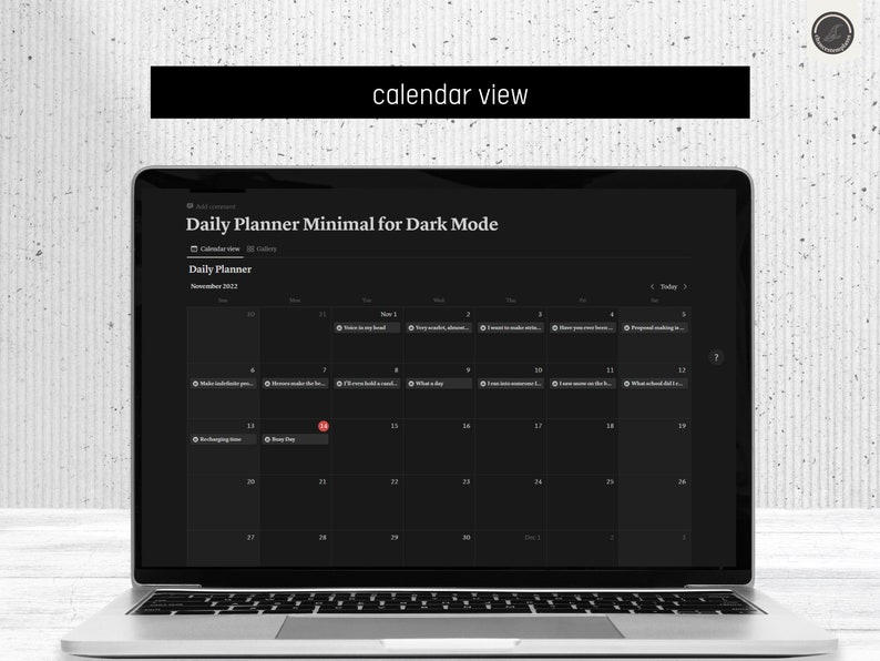 Notion Template Daily Schedule Planner Dark Mode Notion - Etsy