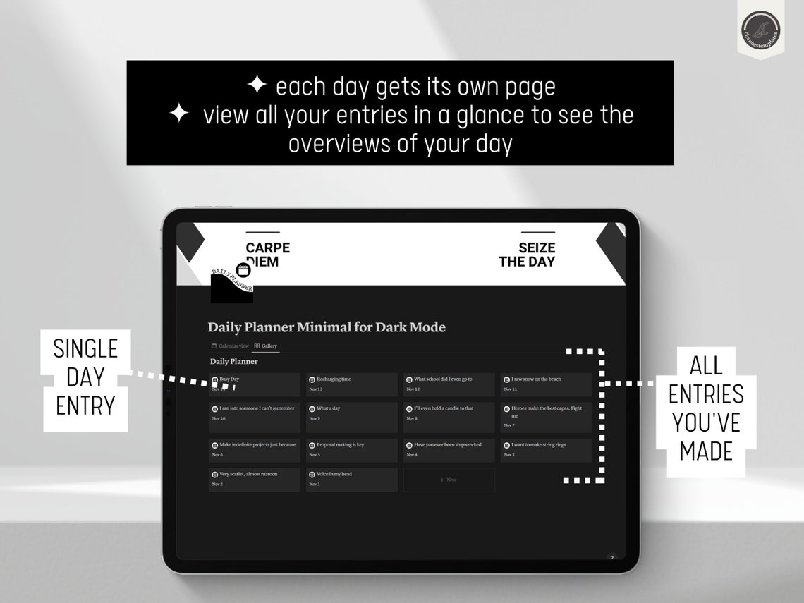Notion Template Daily Schedule Planner Dark Mode Notion - Etsy