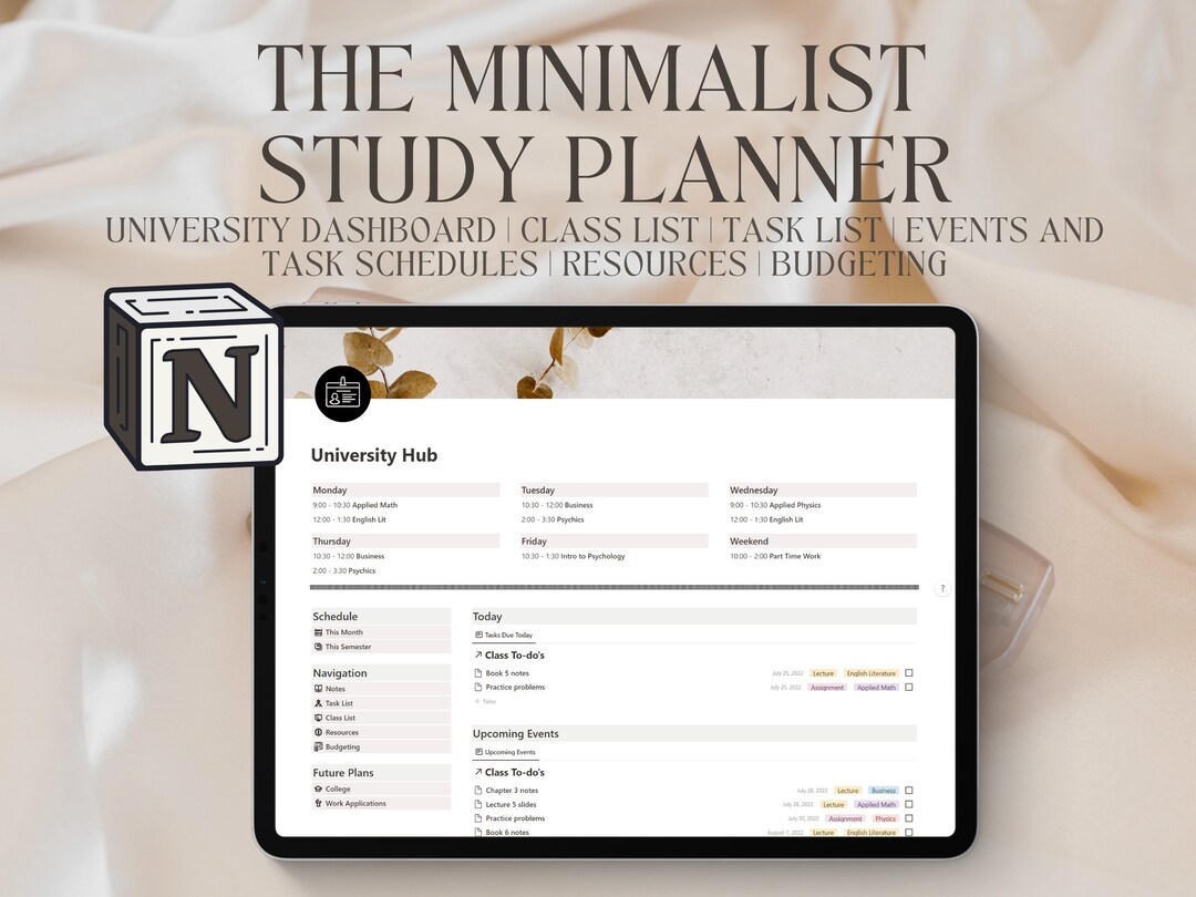 Notion Template Student Planner Minimalist| Study Notion Planner ...