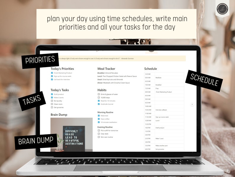 Notion Template Daily Schedule Planner Notion Dashboard for | Etsy