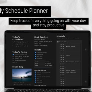 Notion Template Daily Schedule Planner Dark Mode | Notion Dashboard ...