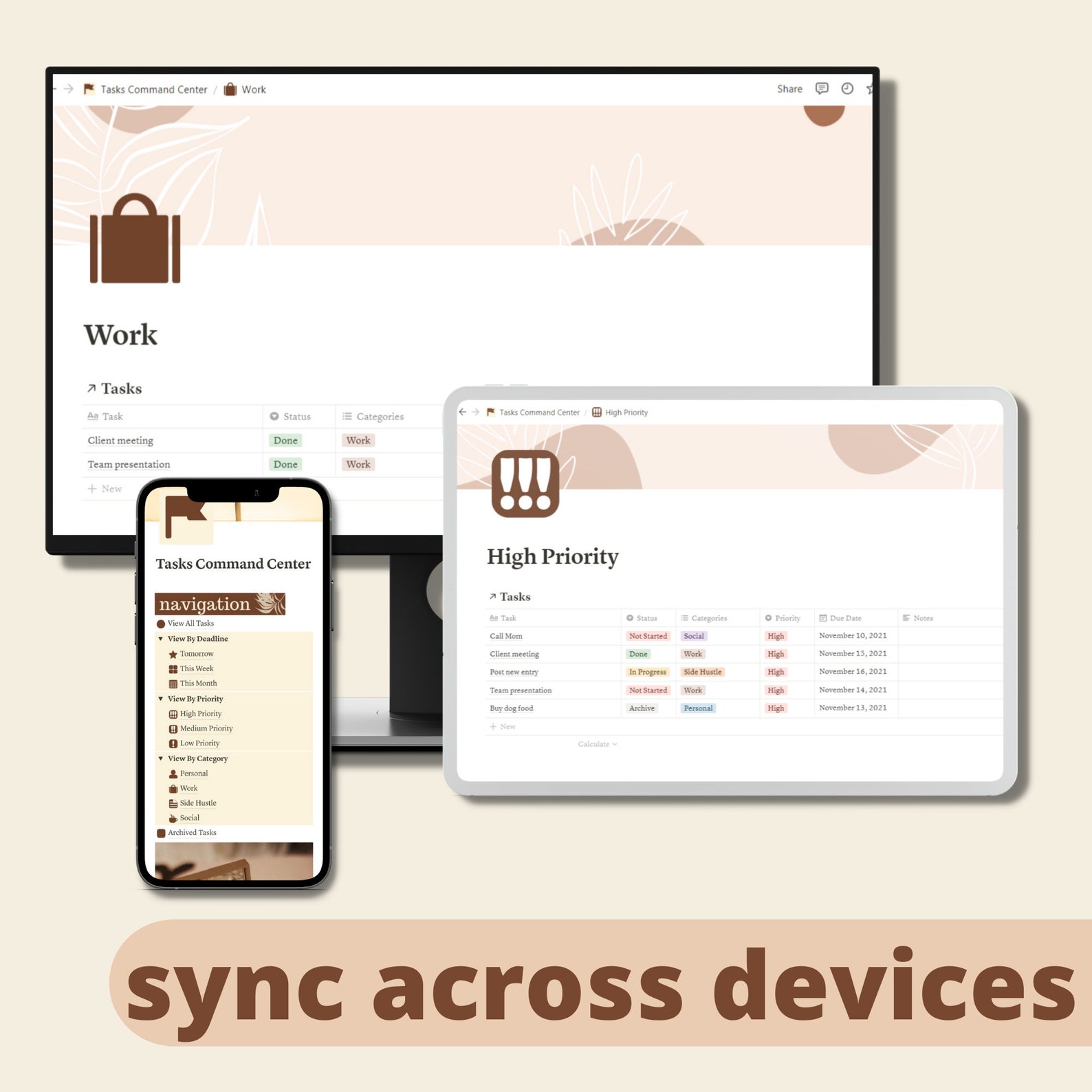 Notion Template to Do List Task Management Notion Dashboard | Etsy