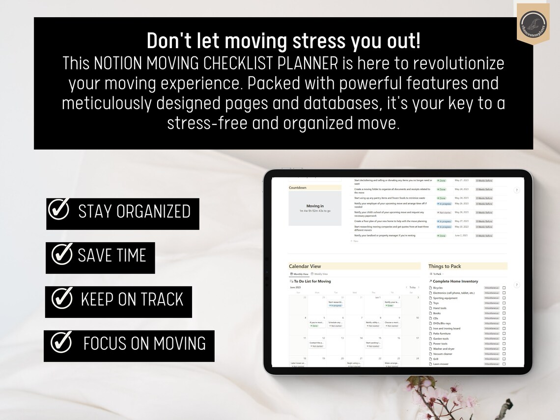 Notion Template Moving Checklist Planner Notion Planner Moving ...