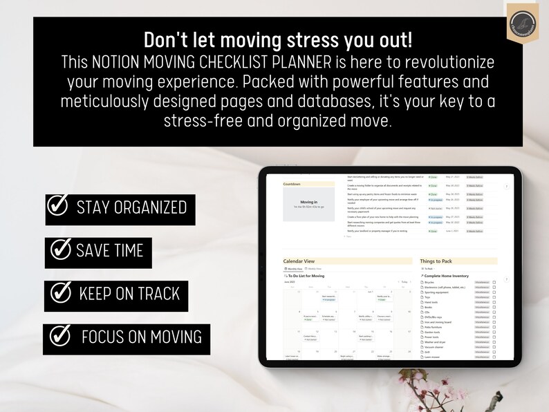 Notion Template Moving Checklist Planner Notion Planner Moving Checklist, Home Moving Inventory ...