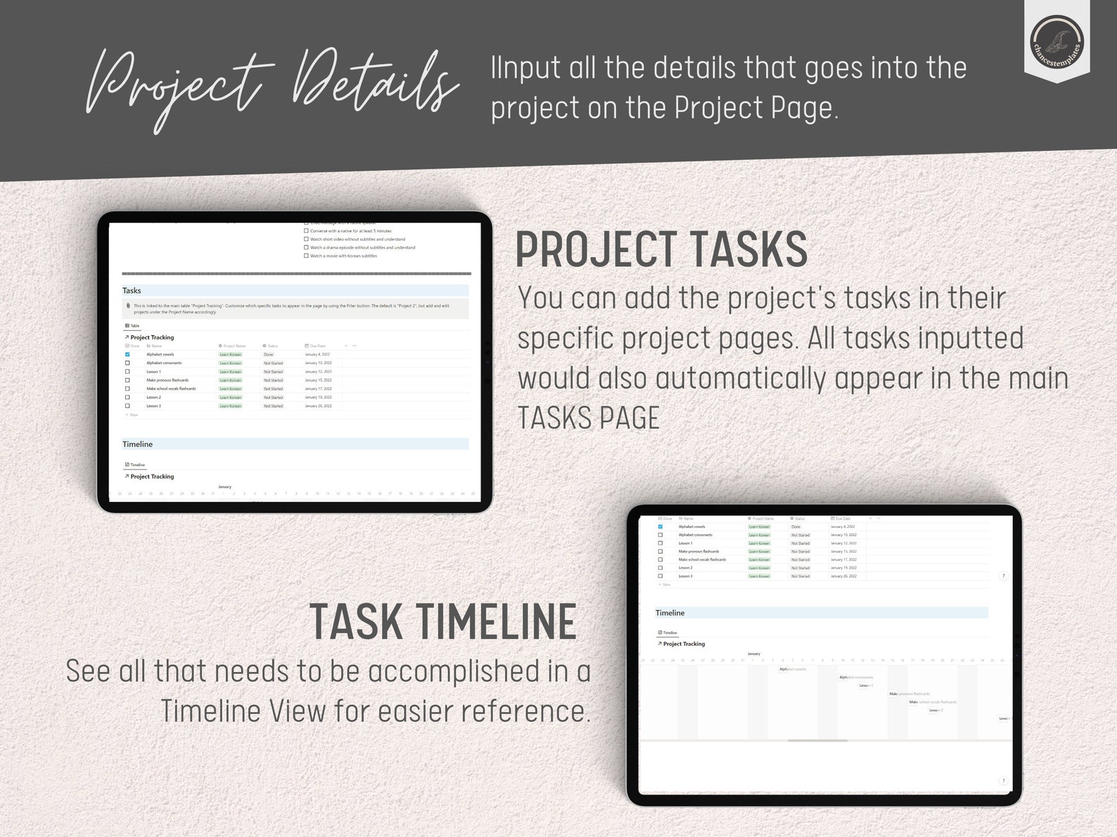 The Project Planner Notion Template Complete Multiple - Etsy