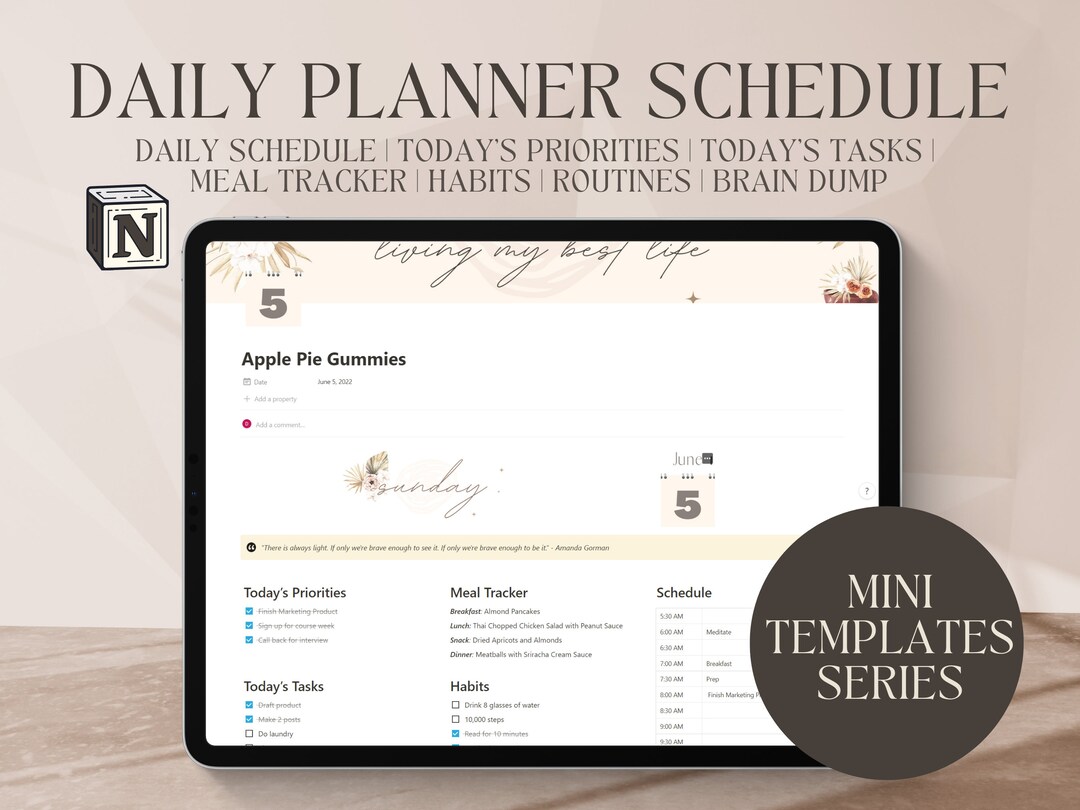 Notion Template Daily Schedule Planner | Notion Dashboard for Notion ...