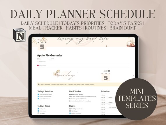 Notion Template Daily Schedule Planner Notion Dashboard for | Etsy
