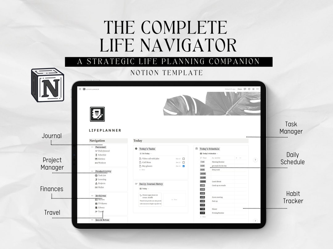 Notion Template Complete Life Planner: the Life Navigator - Etsy