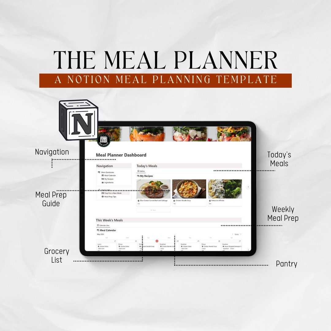 Notion Meal Planner Template | Notion Dashboard for Weekly Meal ...