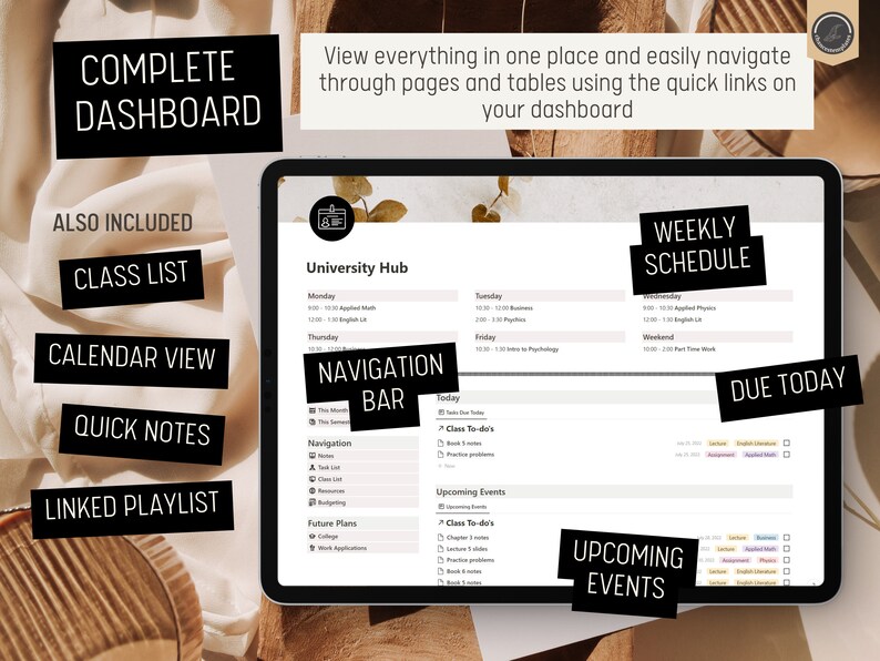 Notion Template Student Planner Minimalist| Study Notion Planner ...