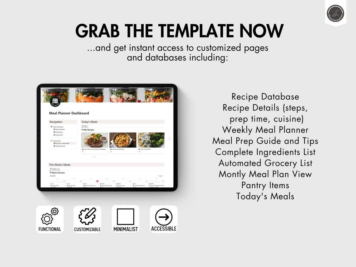 Notion Meal Planner Template Notion Dashboard for Weekly Meal Planning ...