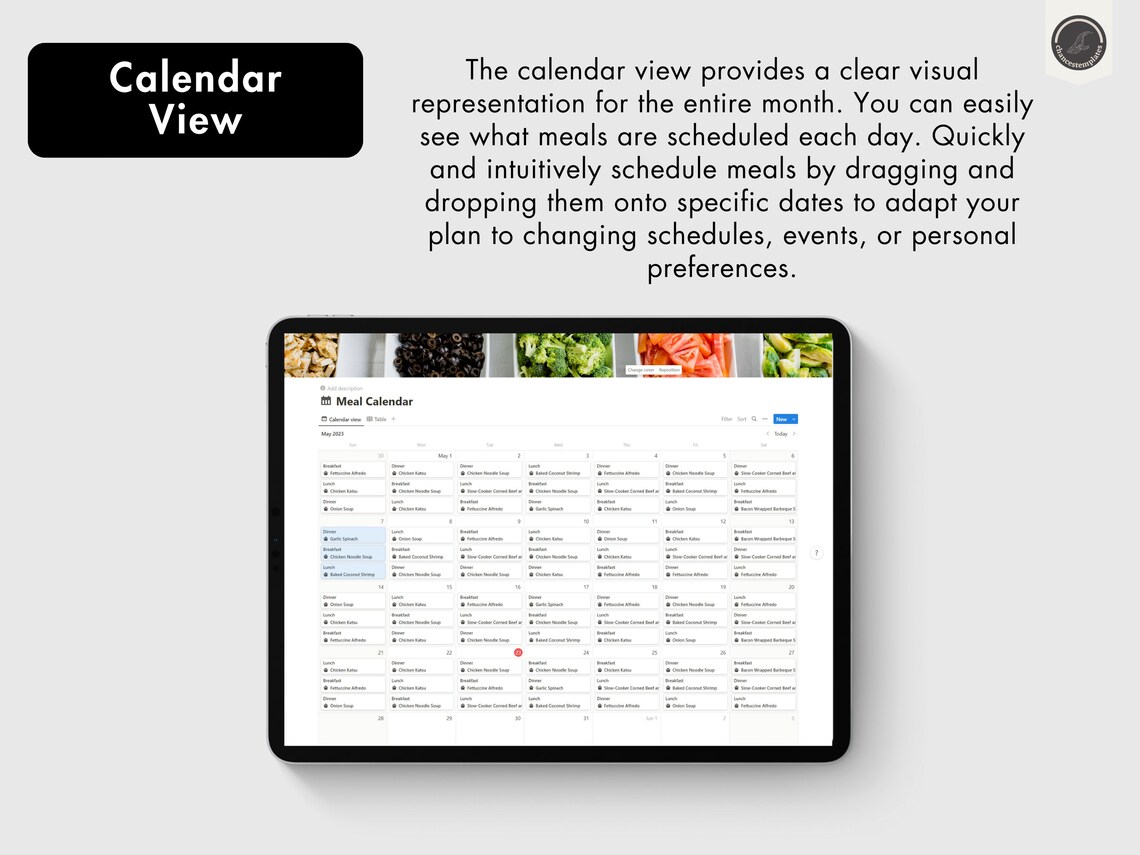 Notion Meal Planner Template | Notion Dashboard for Weekly Meal ...