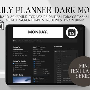 Notion Template Daily Schedule Planner Dark Mode | Notion Dashboard ...