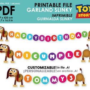 Printable: SLINKY Toy Story Birthday Garland. Customizable. - Etsy