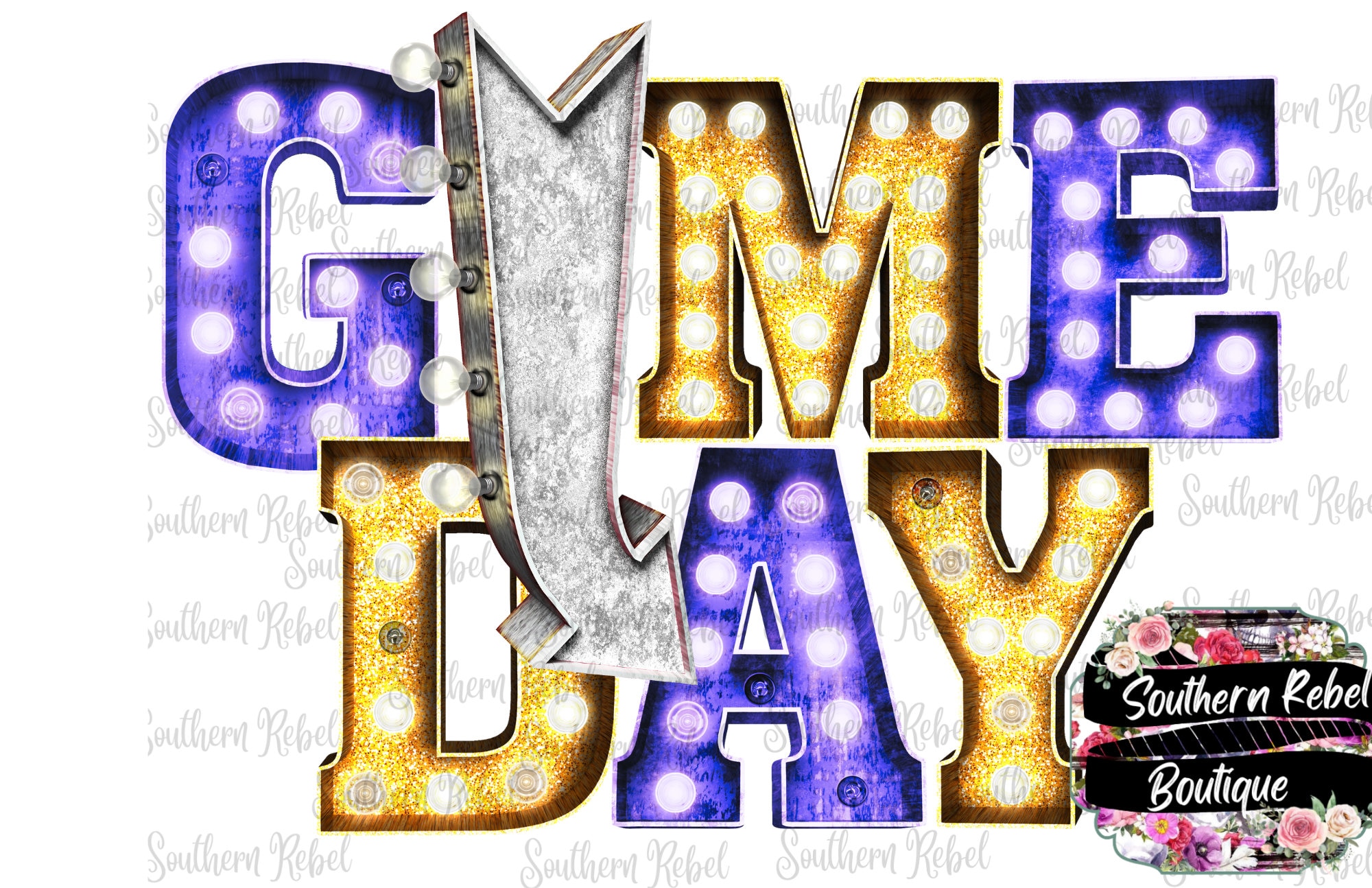 Marquee Game Day Blue and Gold PNG FILE - Etsy