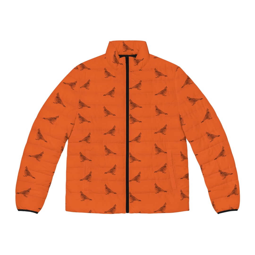 Ruffed Grouse on Orange Puffer Jacket | Upland Hunter's Jacket Puffer ...