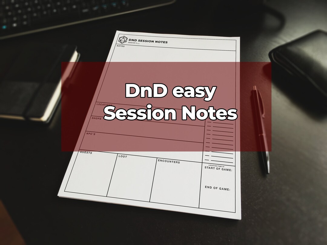 Dnd Session Notes Downloadable File Tabletop Notes Gifts for Him Gifts ...