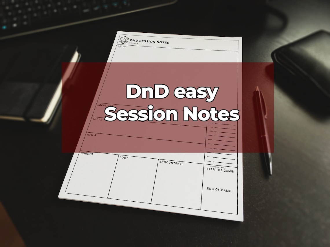 Dnd Session Notes Downloadable File Tabletop Notes Gifts for Him Gifts ...