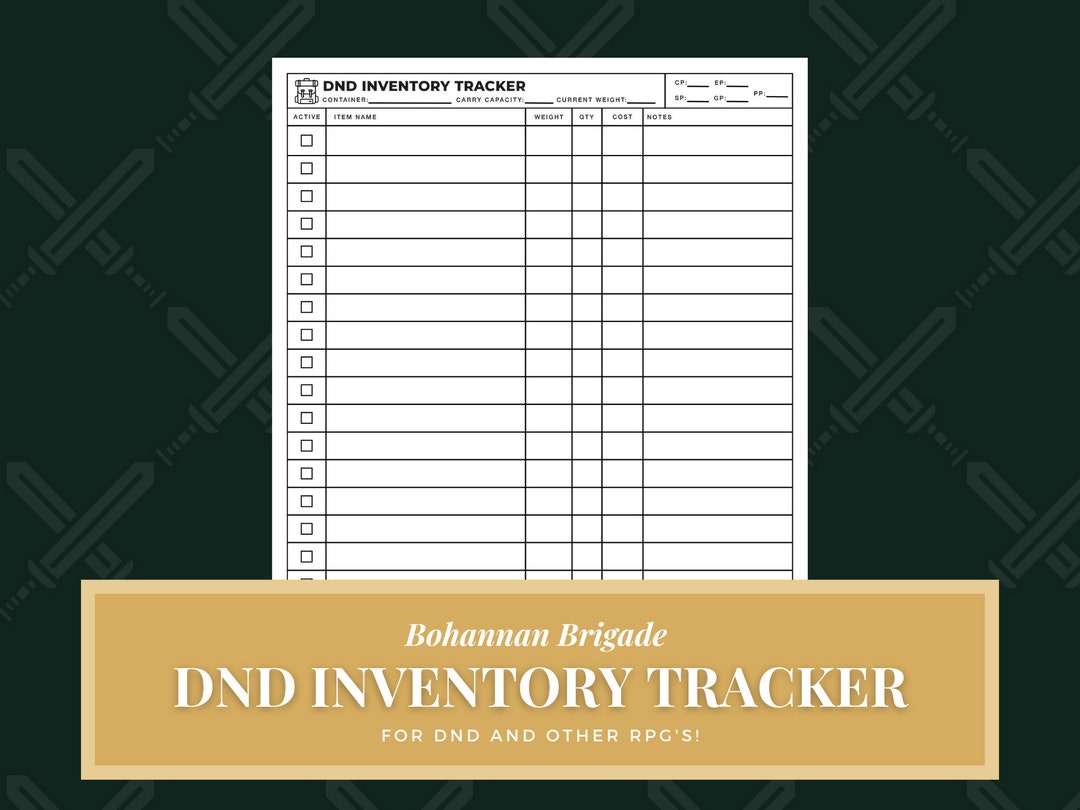 Notes for Dungeons and Dragons Inventory Tracker Tabletop Notes Gifts ...