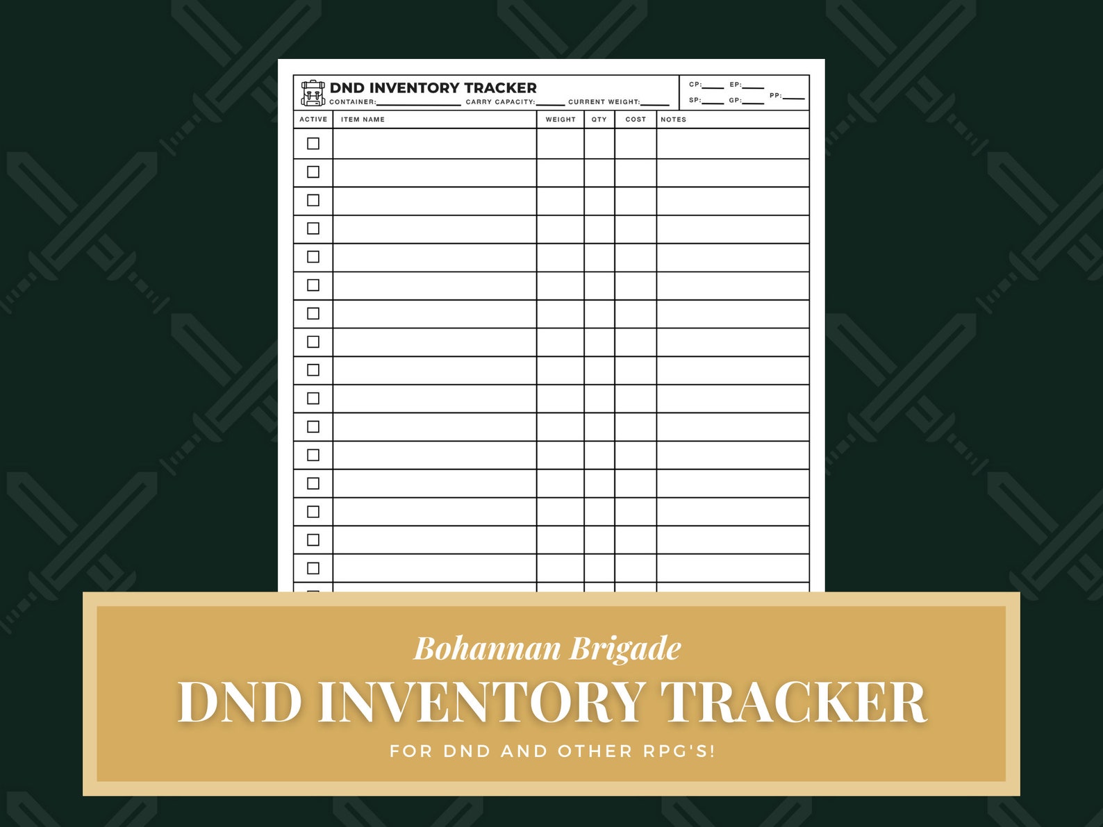 Notes for Dungeons and Dragons Inventory Tracker Tabletop Notes Gifts ...