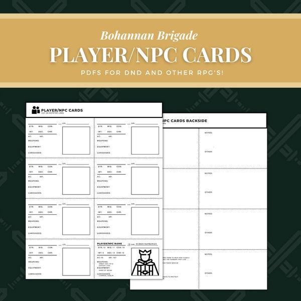 Dnd Npc Cards - Etsy
