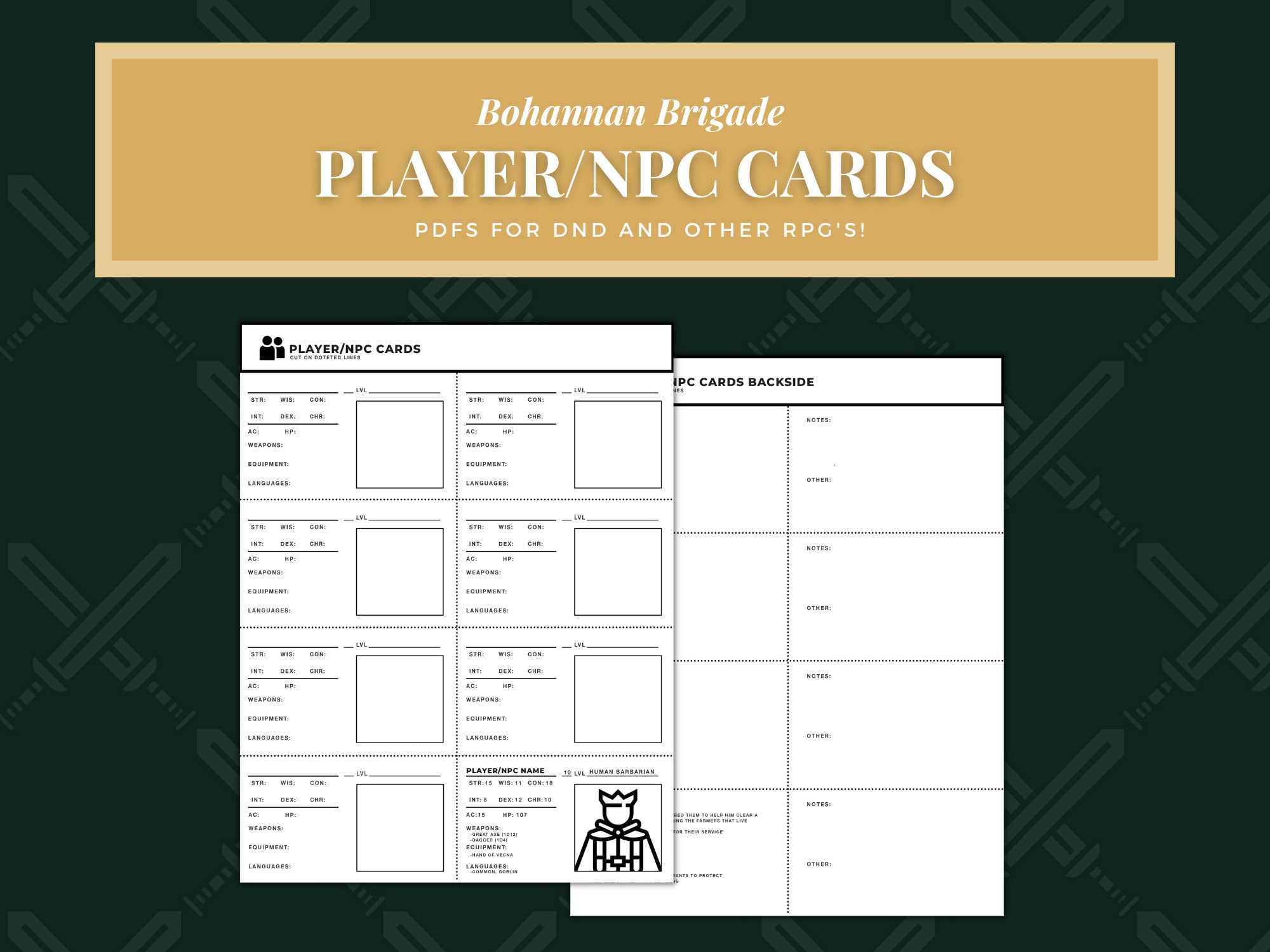 Notes for Dungeons and Dragons Npc Card Download Tabletop Notes Gifts ...