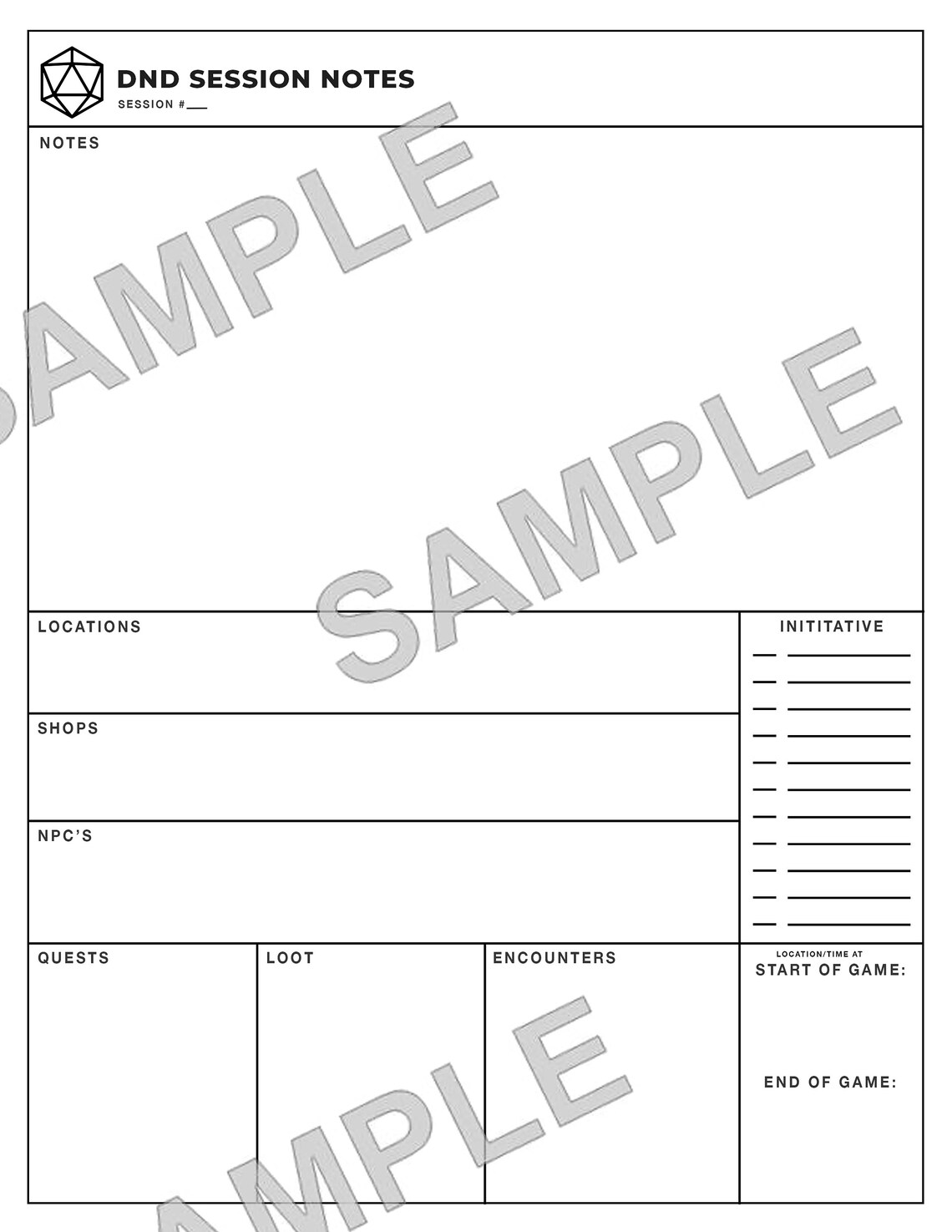 Dnd Session Notes Downloadable File Tabletop Notes Gifts for - Etsy