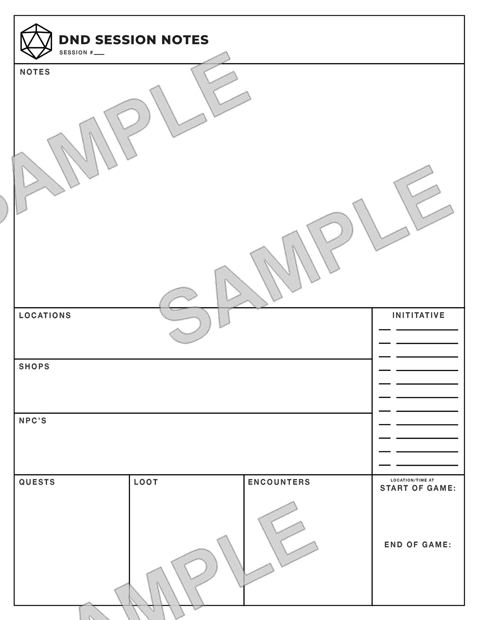 Dnd Session Notes Downloadable File Tabletop Notes Gifts for Him Gifts ...