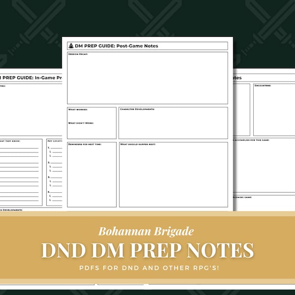 Game Master Notes - Etsy