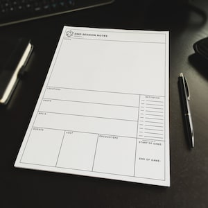 Dnd Session Notes Downloadable File Tabletop Notes Gifts for Him Gifts ...