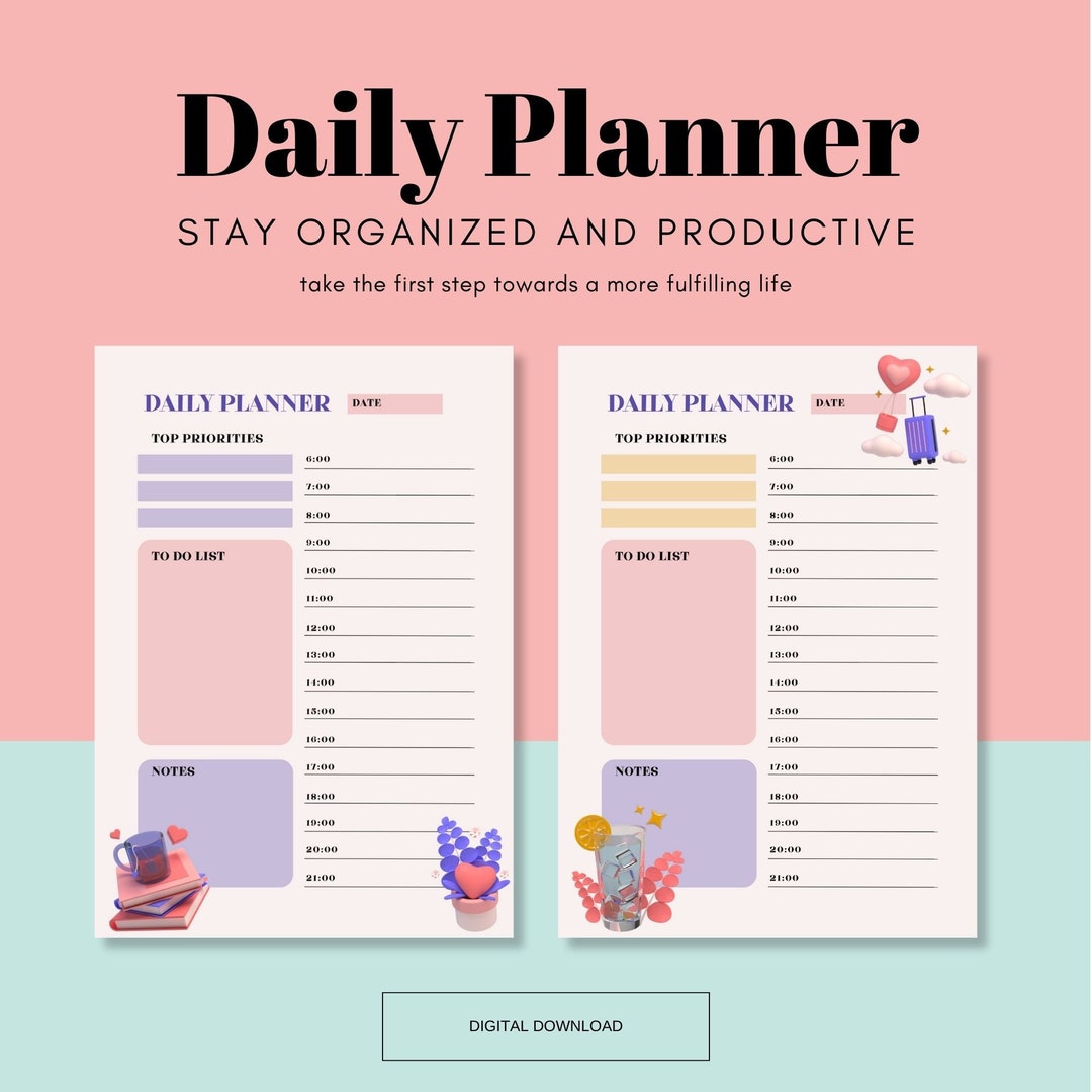 Pastel Planner Printable Daily Plan, Habit Tracker, Goal Setting ...