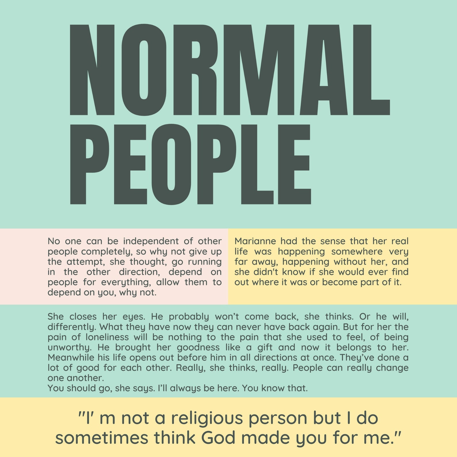 Sally Rooney | Normal People | Book Poster | Fiction Lovers Gift | Book ...