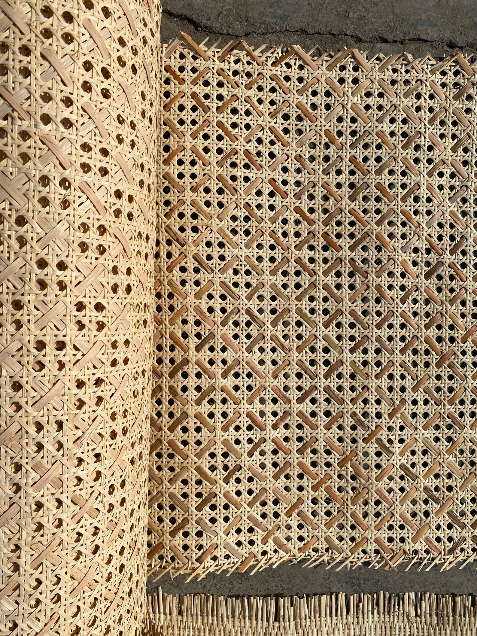 Luxury Premium Rhombic Pattern Natural Cane Sheet Rattan Closed Weave ...