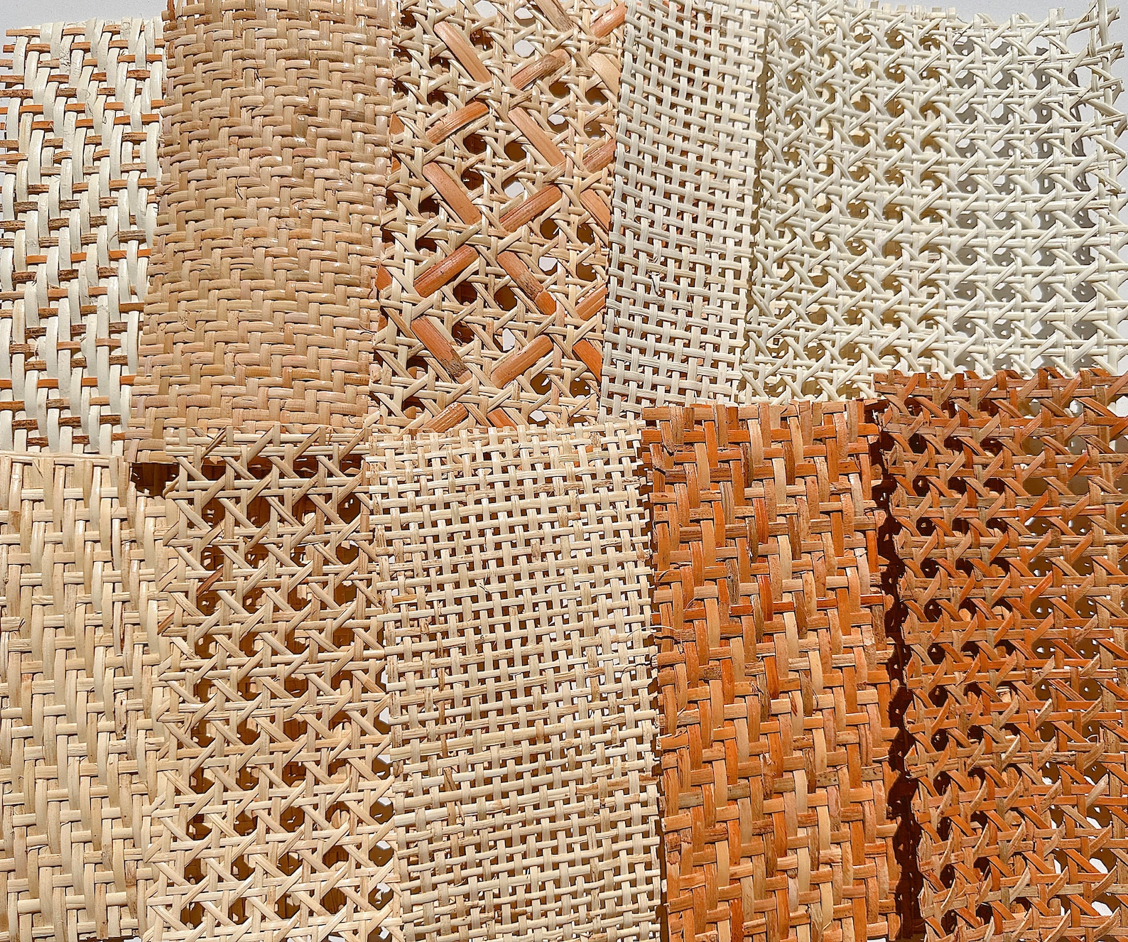 SET 16 Samples Pack Natural Pre Woven Rattan Cane Webbing for Furniture ...