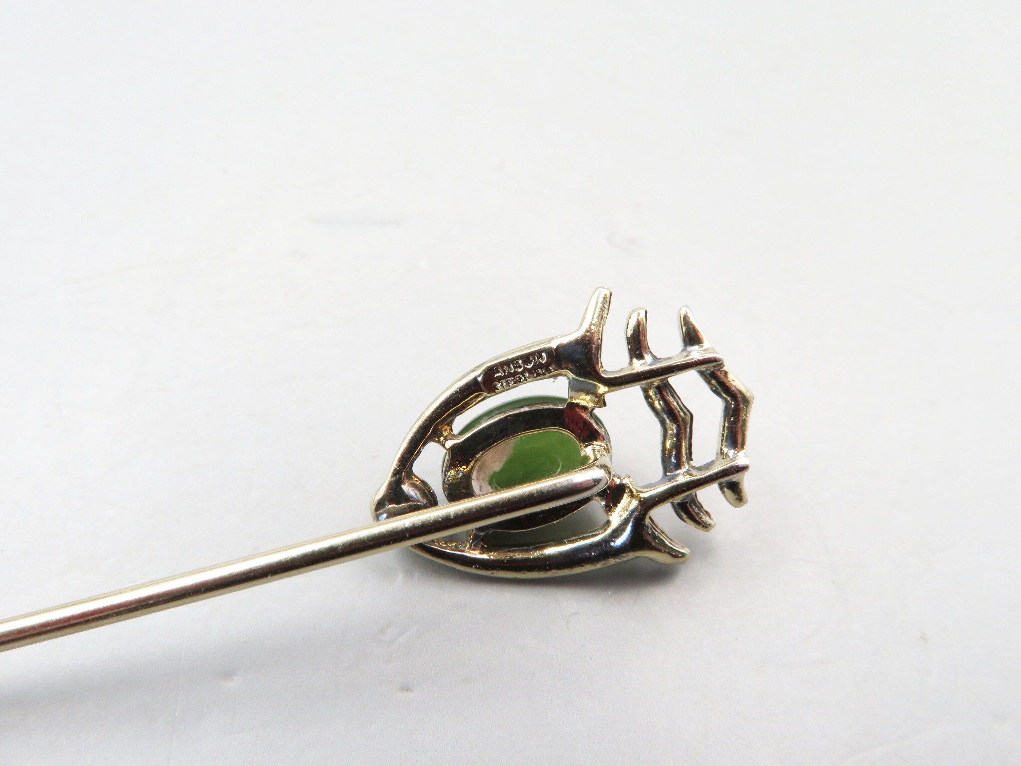 Anson Sterling Silver Vermeil Jade Stick Pin, Lapel Pin, Dress Up ...