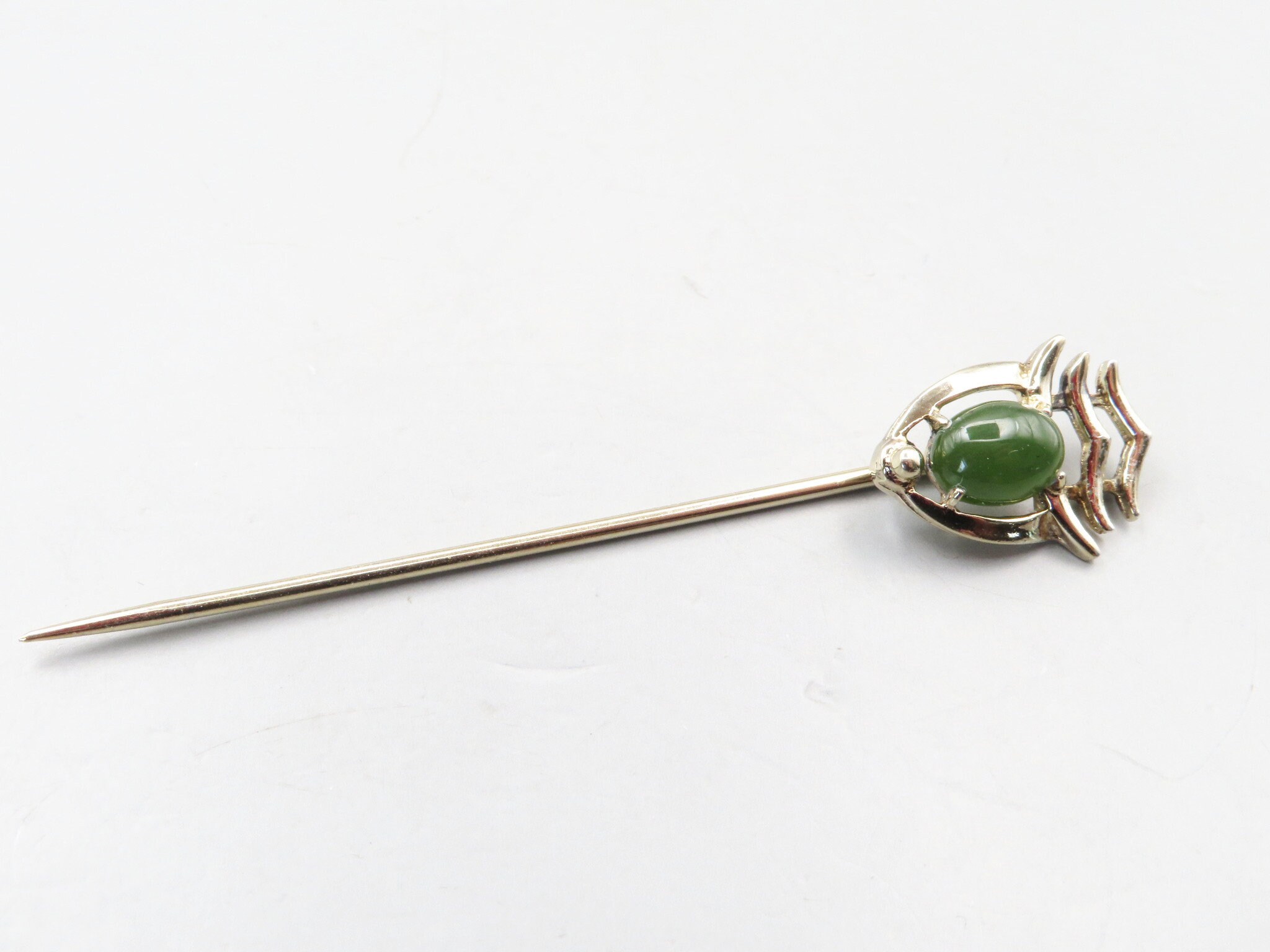 Anson Sterling Silver Vermeil Jade Stick Pin, Lapel Pin, Dress Up ...