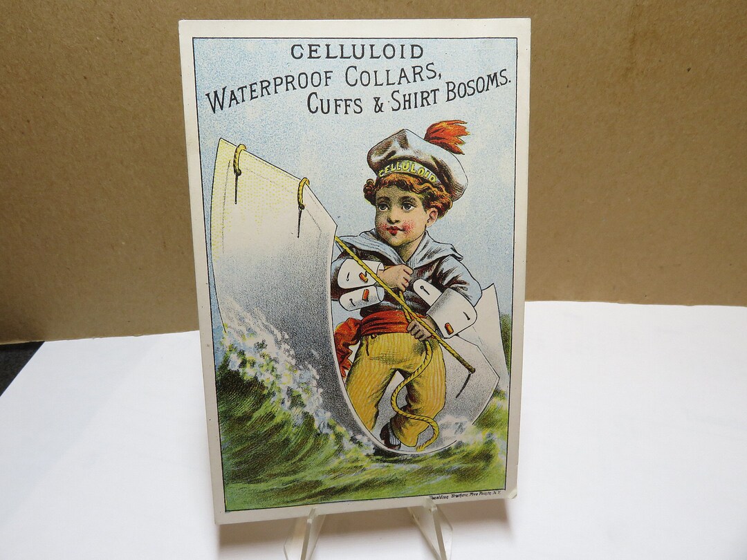 Victorian Trade Card Celluloid, Waterproof Collars, Cuffs and Shirt Bosoms, Antique Advertising ...