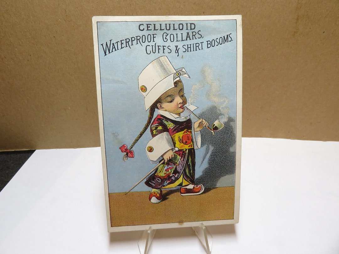 Victorian Trade Card Celluloid, Waterproof Collars, Cuffs and Shirt Bosoms, Antique Advertising ...