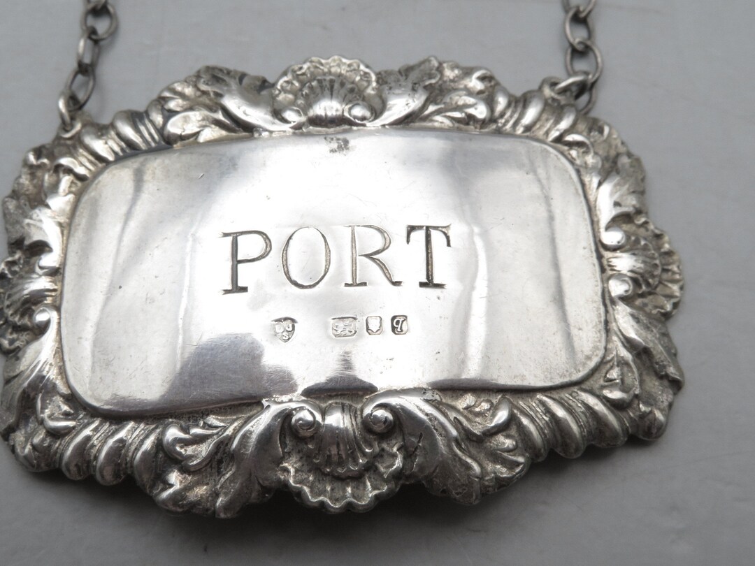 Antique English Sterling Silver Port Liquor Tag Label, Liquor Bottle ...