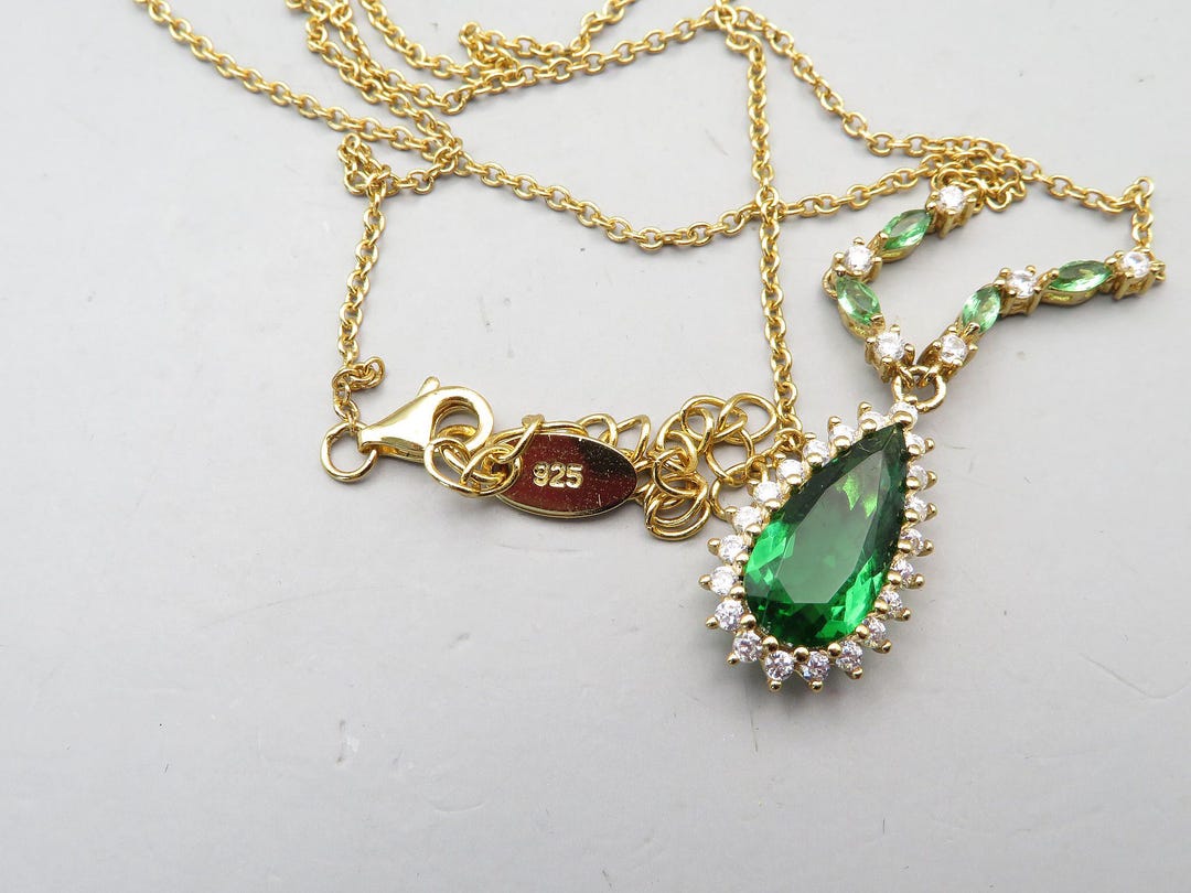 Stauer Sterling Silver Vemeil Helenite Teardrop Pendant Necklace, Stone ...