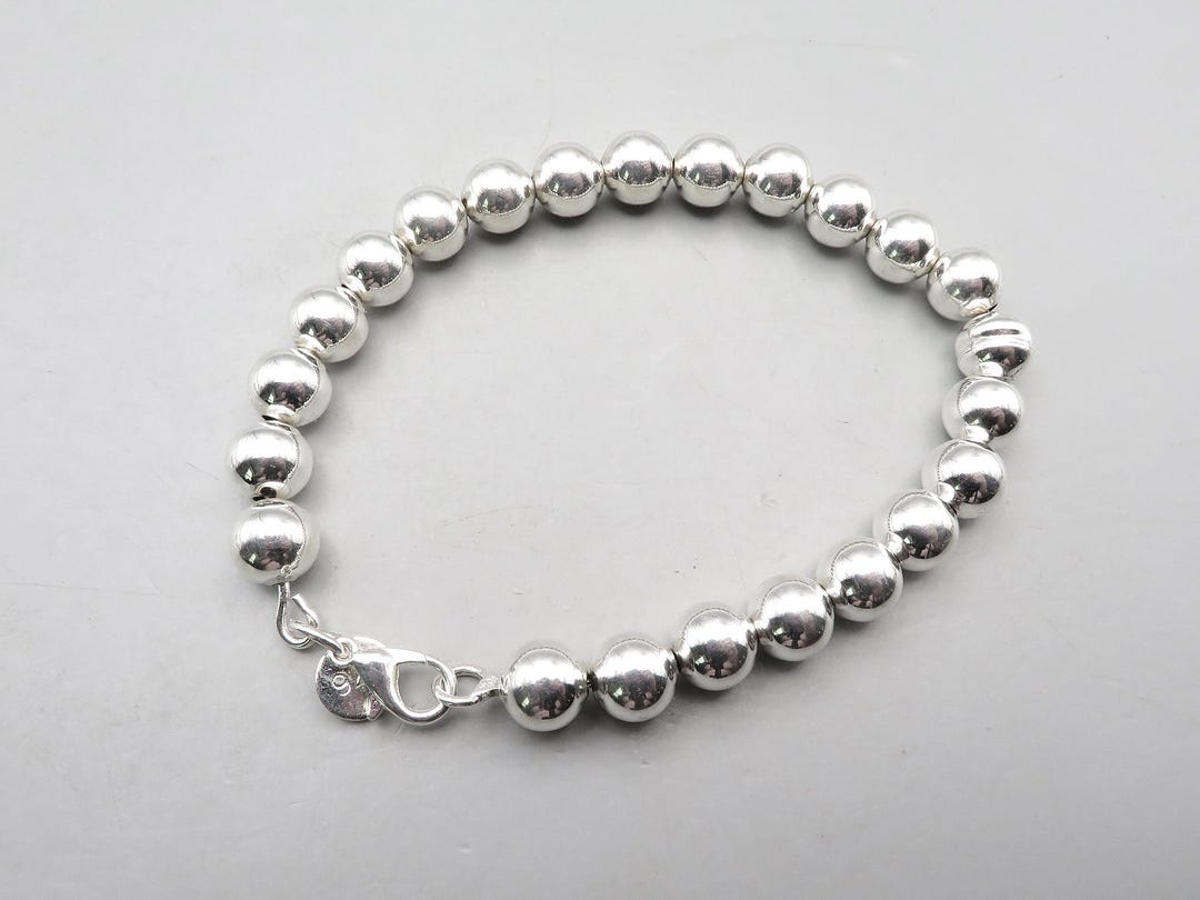 Sterling Silver 8mm Bead Ball Bracelet Silver, Beaded Bracelet, 8mm ...