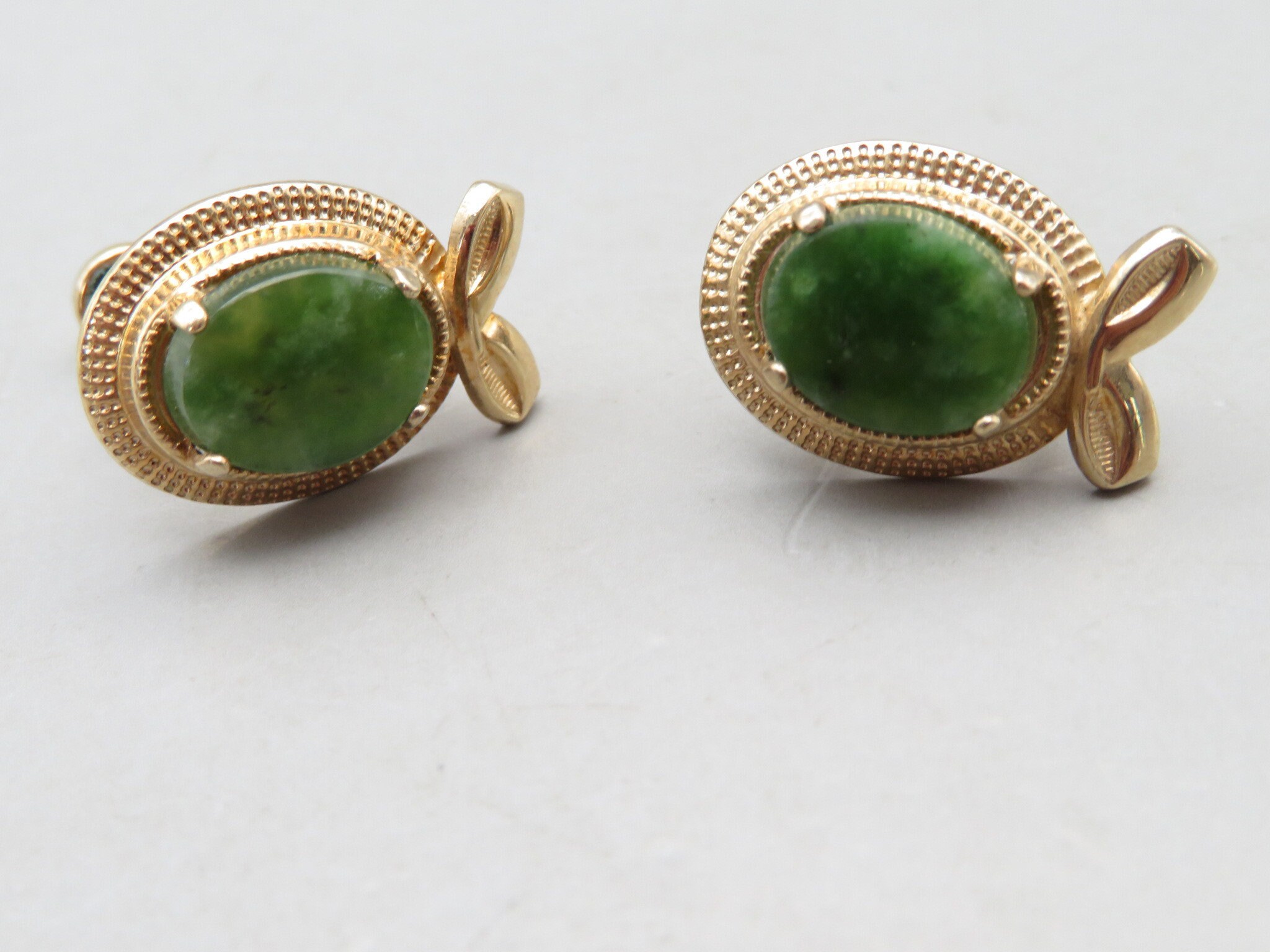 AMCO 14k Gold Filled and Jade Circle Brooch Pin and Matching Earrings ...