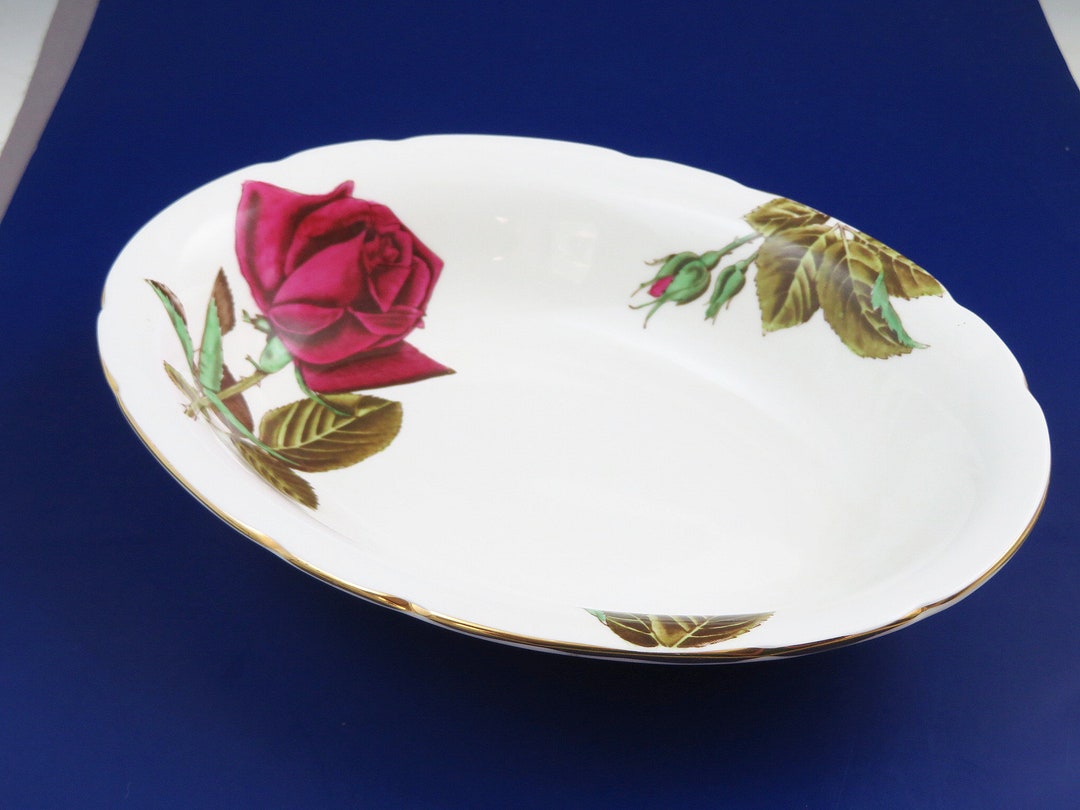 Royal Standard Bone China English Rose Vegetable Bowl Dish Large Red ...