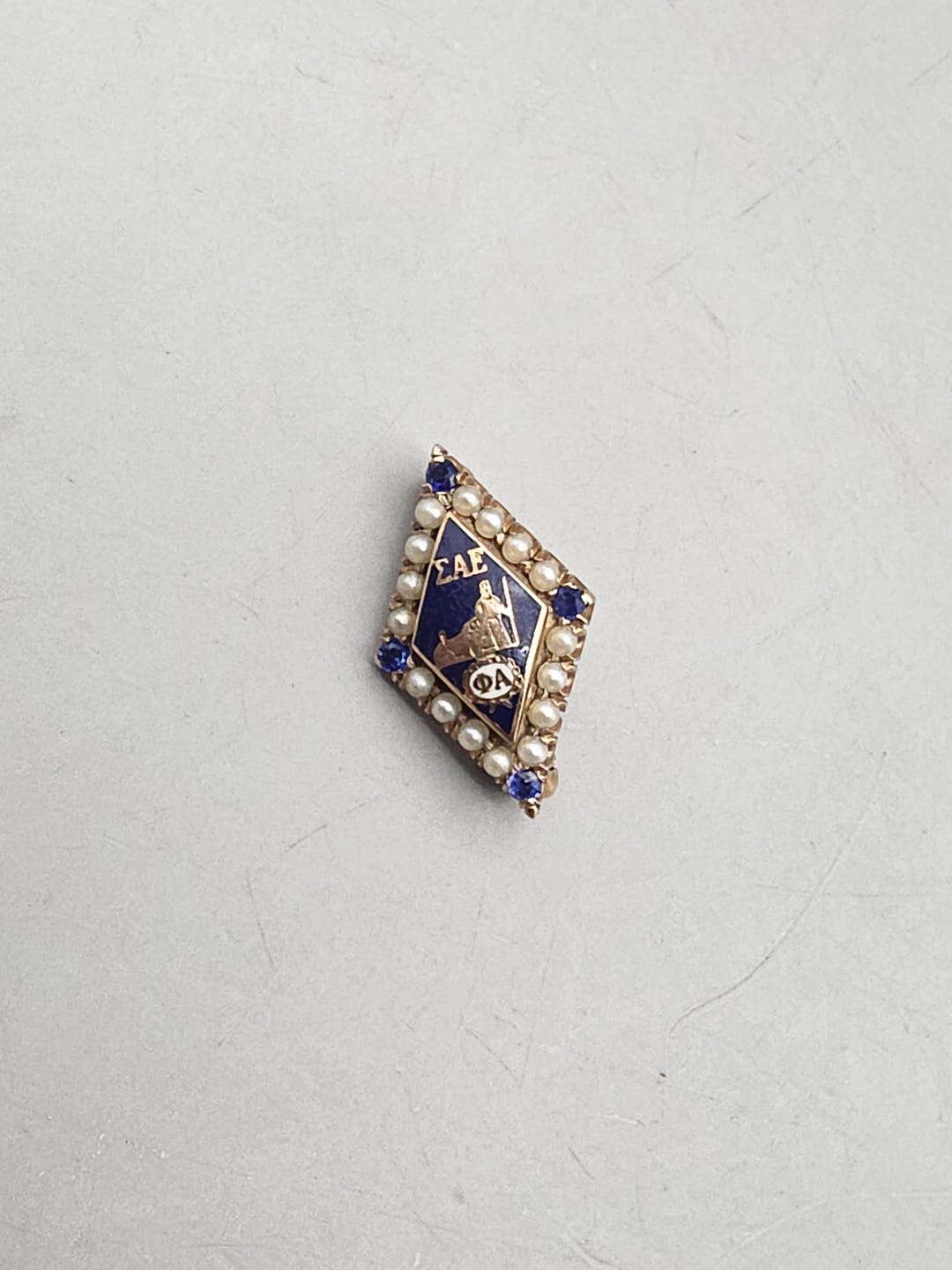 10k Rose Gold Sigma Alpha Epsilon Fraternity Pin With Seed Pearls and ...