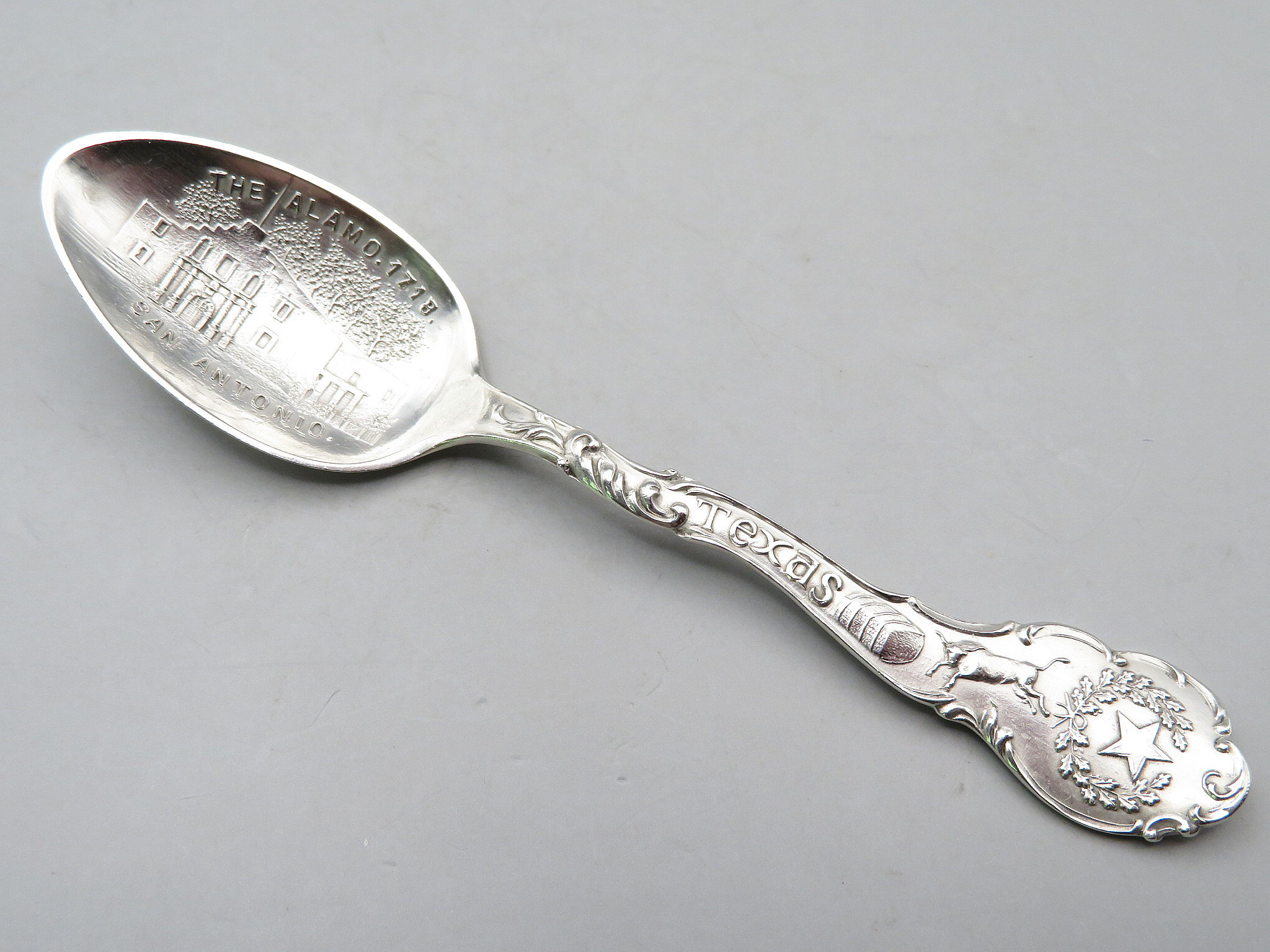 Sterling Silver Texas Souvenir Spoon the Alamo San Antonio Lone Star ...